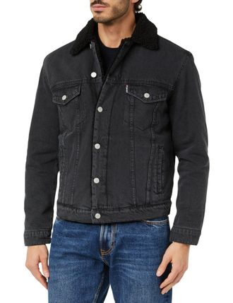 Schott NYC Herren Trucksherpa Jacke, grau, XXL