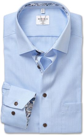 Marvelis Herren Businesshemd Langarm 720184,Einfarbig,Modern Fit,New Kent,bleu 11,40
