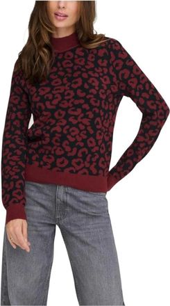 Only Only, Femme, Pulls, Multicolore, Taille: 42 FR Pull en tricot à motif léopard avec col rond