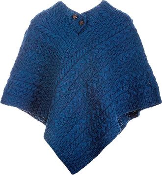 Aran Woollen Mills Irisches Cape/Poncho aus Merinowolle in Supersoft (Blau)