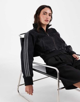 adidas Originals Firebird - Haut de surv&ecirc;tement en denim - Noir