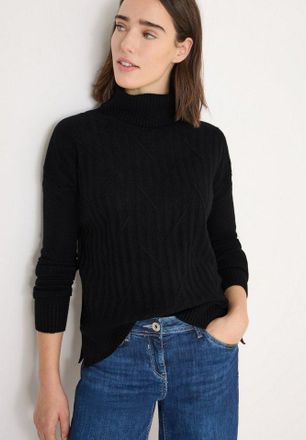 Cecil Rollkragenpullover mit Strick-Muster und Umlegekragen