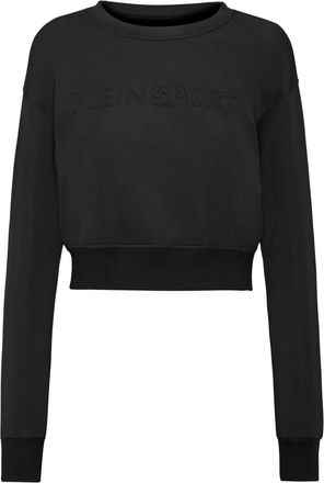 Plein Sport Cropped-Sweatshirt mit Logo-Stickerei - Schwarz