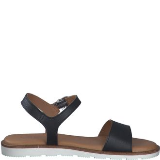 Tamaris Damen Sandaletten, Frauen Sandalen,Sommersandalen,bequem,flach,Sommerschuhe,Freizeitschuhe,offene Schuhe,Strandschuhe,Black,39 EU