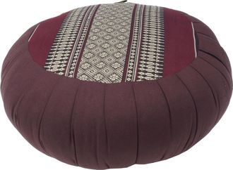 Guru Shop Rundes Meditationskissen, Yoga Kissen, Yogakissen, Sitzkissen, Bodenkissen, Dekokissen - Braun/rot, 20x35x35 cm