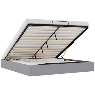 vidaXL Vidaxl - Cadre de lit ottoman 200x200 cm - Tissu gris clair - M&eacute;canisme de levage hydraulique - Rangement sous le lit optimis&eacute;