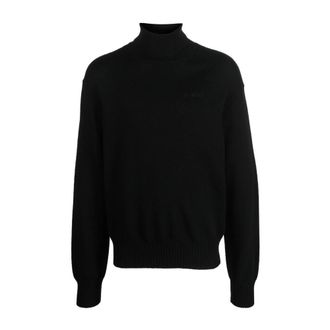 Off-white Schwarzer Wollpullover mit hohem Kragen - - Knitwear - Herren - Schwarzk - M
