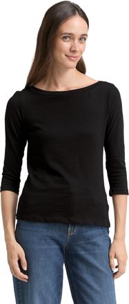 Tom Tailor Damen Basic T-Shirt mit 3/4-Arm, 14482 - Deep Black, XXL