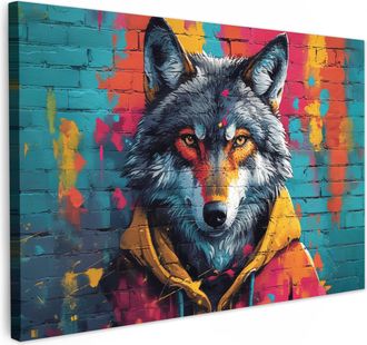 MuchoWow © Leinwände Groß 120x80 cm XXL Wall Decoration Bilder für die Wand Schlafzimmer Deko Pictures Canvas Painting Wanddekoration Wohnzimmer Graffiti - Wol