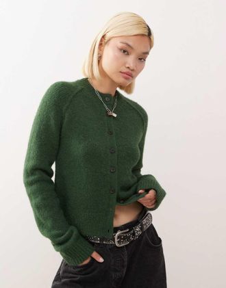 Weekday Gilet ajusté en laine mélangée - Vert foncé
