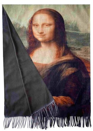 GFM Schal aus Wollmischung, Kaschmir-Textur, Malerei, Kunstdruck, Schal, Schal f&uuml;r Herbst und Winter, Leonardo Di Caprio Mona Lisa- (FS-PWSHL-3681-A-MonaL
