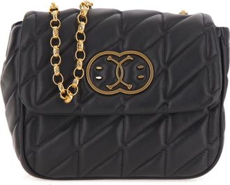 Moschino Femme, Sacs, Noir, Taille: ONE Size Quilted Double Smile Round Bag