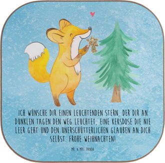 Mr. & Mrs. Panda Untersetzer f&uuml;r Gl&auml;ser Fuchs Weihnachtsbaum - Geschenk, Tassen, Schlittschuh, Tischuntersetzer, Weihnachtsmann, Holzuntersetzer, Tassenuntersetzer, Co