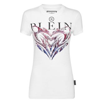 Philipp Plein Femme, Tops, Blanc, Taille: 36 FR T-shirt Col Rond Coupe Pure