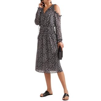 Michael Kors Michael Michael Kors Cold-shoulder printed chiffon midi dress Size S