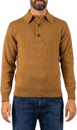 FILIPPO DE LAURENTIIS Pull Polo en Laine et Cachemire - Homme - Tops - Brun - Taille: XL