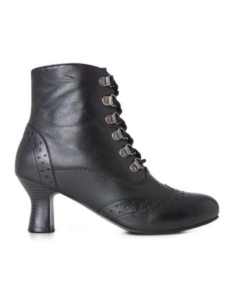 Joe Browns Damen-Stiefeletten mit Brogue-Detail, Leder, Schn&uuml;rung, Absatz, Schwarz, Gr&ouml;&szlig;e 40, Schwarz, 40 EU