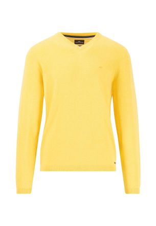 Fynch-Hatton Strickpullover aus Baumwolle mit V-Ausschnitt - AIR Cotton Vivid Yellow/L