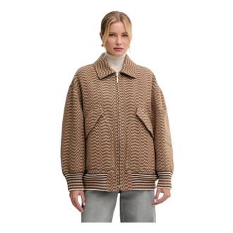 Missoni Femme, Vestes, Brun, Taille: 38 FR Veste BombeR &agrave; Motif Chevron Irr&eacute;gulier