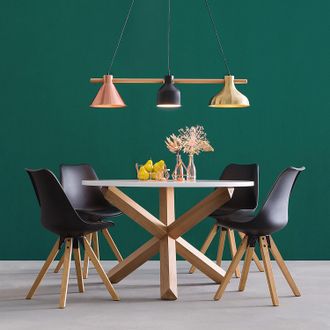 Mørteens home24 Esszimmerstuhl 49 x 85 x 55cm Schwarz/Schwarz Braun 4er Set