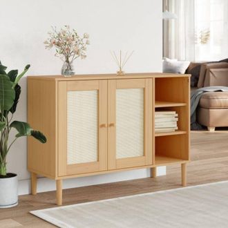 vidaXL Sideboard senja Rattan-Optik Braun 112x40x80 cm Kiefernholz - Vidaxl