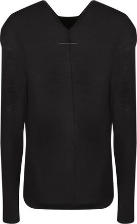 Maison Margiela Femme, Pulls, Noir, Taille: 38 FR Long-sleeve Jersey Wool Top