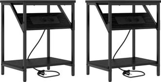 vidaXL Vidaxl - Nachttische 2 pcs Schwarze Eiche 38 x 30 x 48 cm Holzwerkstoff