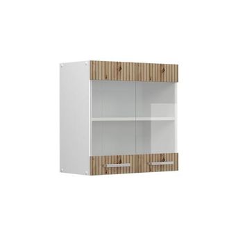 Vicco Meuble de Cuisine Haut vitr&eacute; R-Line, Ch&ecirc;ne Artisan/Blanc, 60 cm
