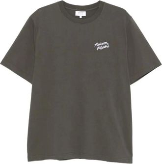 Maison Kitsun&eacute; Homme, Tops, Gris, Taille: XL Handwriting Comfort Tee-Shirt