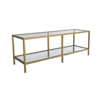 Dmora TV-Schrank Electra 130x40x45 cm Gold 2 B&ouml;den 3 F&auml;cher