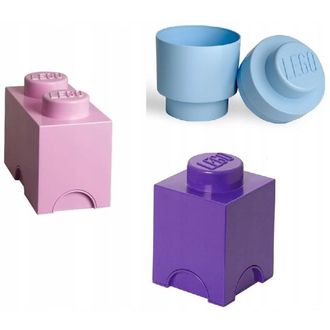 Room Copenhagen LEGO Stapelbare Aufbewahrungsboxen, 3er-Set - Perfekter LEGO-Organizer, Schreibtisch- und Raumaufbewahrungsl&ouml;sung f&uuml;r Kinder (Rosa, Hellblau, Lila)