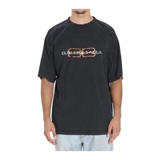 Balenciaga Bb Icon Stencil T-Shirt - - Tops - Herren - Schwarzk - S