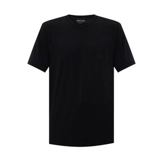 Giorgio Armani T-Shirt mit Logo - - Tops - Herren - Schwarzk - M