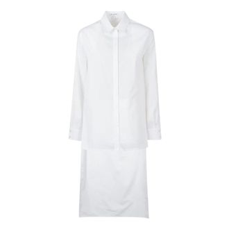 Alaia Asymmetrisches Hemdkleid aus Baumwollpopeline - - Dresses - Damen - Wei&szlig; - XS