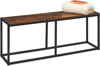 Relaxdays Sitzbank, Esszimmer, Essbank, Wohnzimmer & Flur, HxBxT: 47x120x30 cm, K&uuml;chenbank, Metall, Industrial/Schwarz