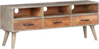 vidaXL Vidaxl - TV-Schrank Grau 130x35x51 cm Raues Mango-Massivholz