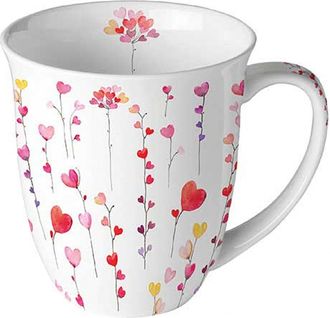 Ambiente Becher Herzgirlanden ca. 400 ml Mug Herz Kollektion Blumen Tee/Kaffee Tasse, Porzellan, Sommmer/Frühling Motive - Ideal Als Geschenk, 18418160