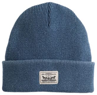 Levi's Backpatch Beanie Strickm&uuml;tzen f&uuml;r Herren, Color Dusky Indigo, One Size