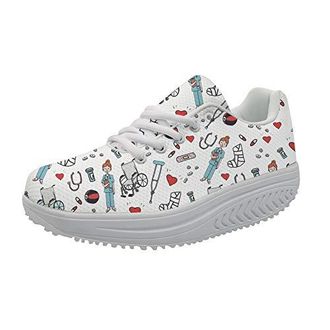 Showudesigns infirmière Baskets Femmes Compensees Chaussure de Sport Gym Fitness Respirantes Mode Sneakers Minceur Chaussures Basses Plateforme Talon de 5 cm
