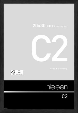 Nielsen Design Bilderrahmen, 20 x 30 cm, Aluminium, Schwarz matt, Fotorahmen zum Auftstellen und Aufhängen im Hoch- & Querformat, Echtglas, C2