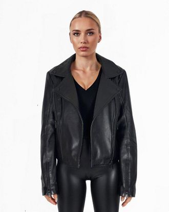 Trueprodigy Lederjacke Stella asymmetrischer Rei&szlig;verschluss und Reverskragen