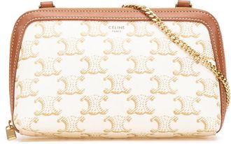 Celine Hobo Bags - Triomphe Coated Canvas Clutch On Chain - Gr. unisize - in Wei&szlig; - f&uuml;r Damen