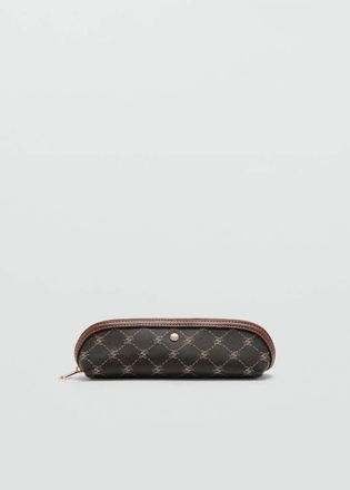 Mango Trousse fermeture &Eacute;clair &agrave; imprim&eacute; logo marron - Femme - Taille unique - MANGO
