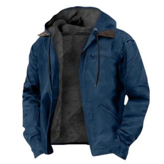 Generic Lininco Vestes &agrave; capuche pour homme avec fermeture &eacute;clair et doublure en polaire, manteau dhiver l&eacute;ger d&eacute;contract&eacute; &eacute;pais avec poche, noir fonc&eacute;, 4XL