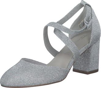 Tamaris Escarpins à Talon Bloc pour Femme, Silver Glam, 39 EU