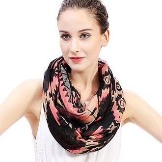 Lina & Lily écharpe tube imprimé geo aztèque (Rose)