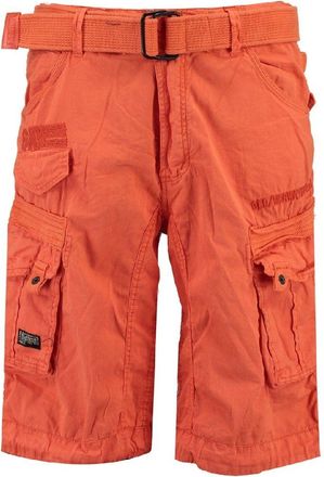 Geographical Norway Herren Baumwoll Cargo Shorts Parasol Stoff-G&uuml;rtel,Orange,XL