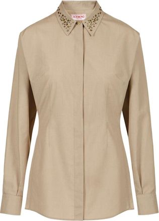 Iceberg Femme, Blouses et Chemises, Beige, Taille: 34 FR Chemise Popeline Manches Longues