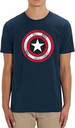 MARVEL RFMTS161 Shirt, Heather Navy, M Mens