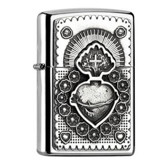 Zippo Sturmfeuerzeug - Mexican Heart, High Polish Chrome, Emblem - Nachfüllbar - Wiederverwendbar - Windfestes Design - Geschenkbox - Made in USA